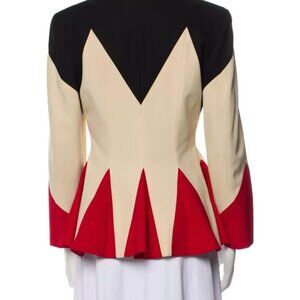 Moschino | Jackets & Coats | Moschino Ivory Red Black Triangle Jacket ...